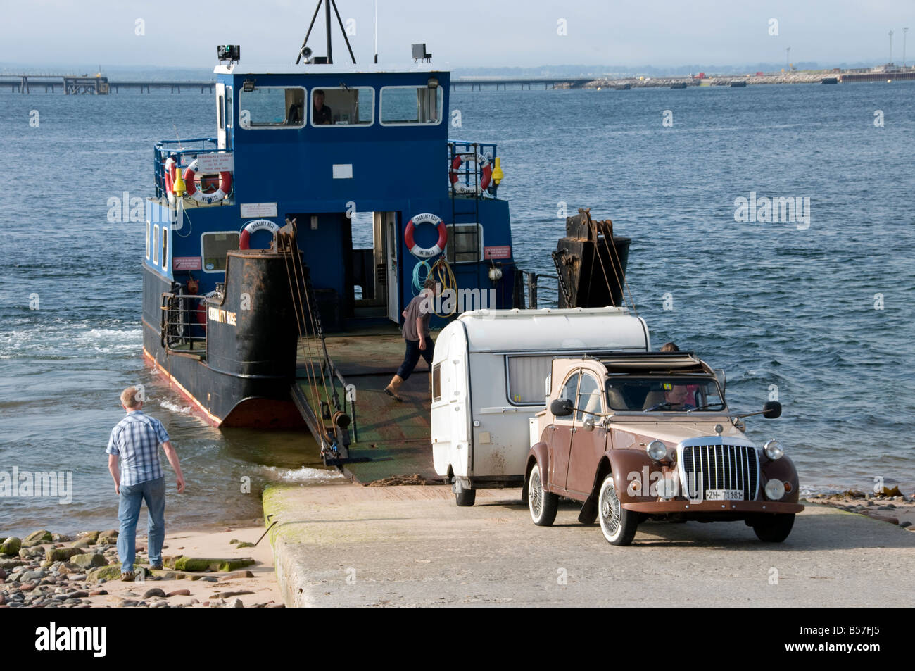Cromarty ferry The smallest car ferry in the UK off loading and loading ...