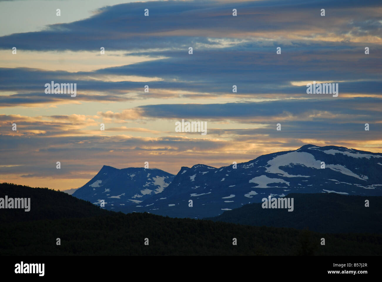 Mountains of Norway from Hemavan, Swedish Lapland, Sweden Stock Photo ...