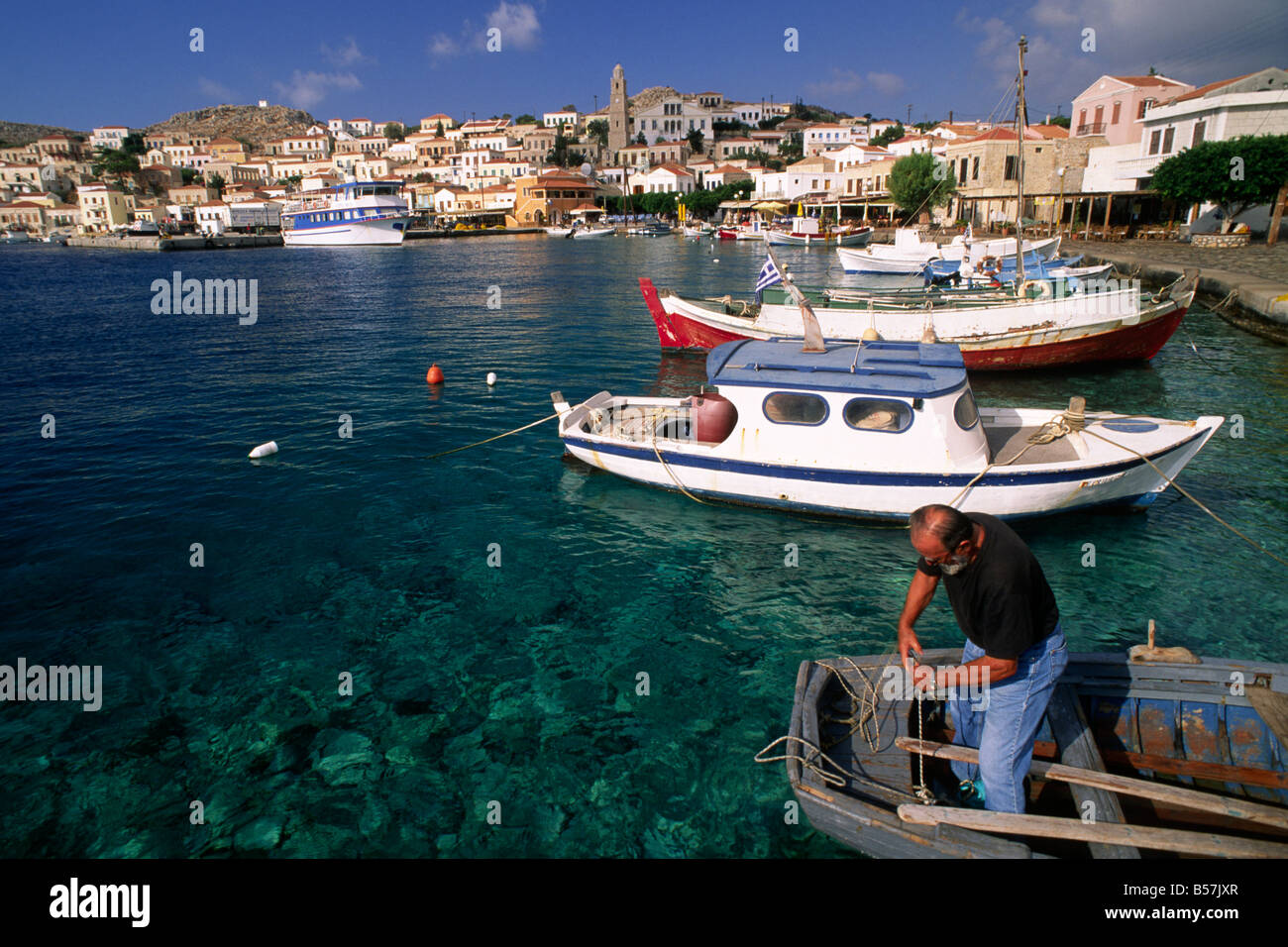 Greece, Dodecanese Islands, Halki, port Stock Photo - Alamy