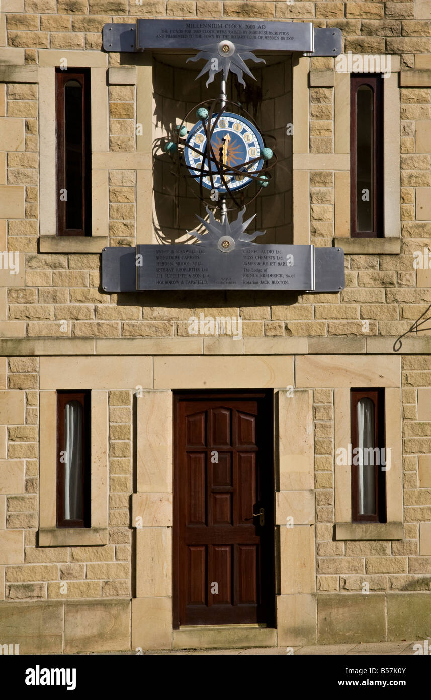 Millennium Clock in Hebden Bridge Stock Photo - Alamy