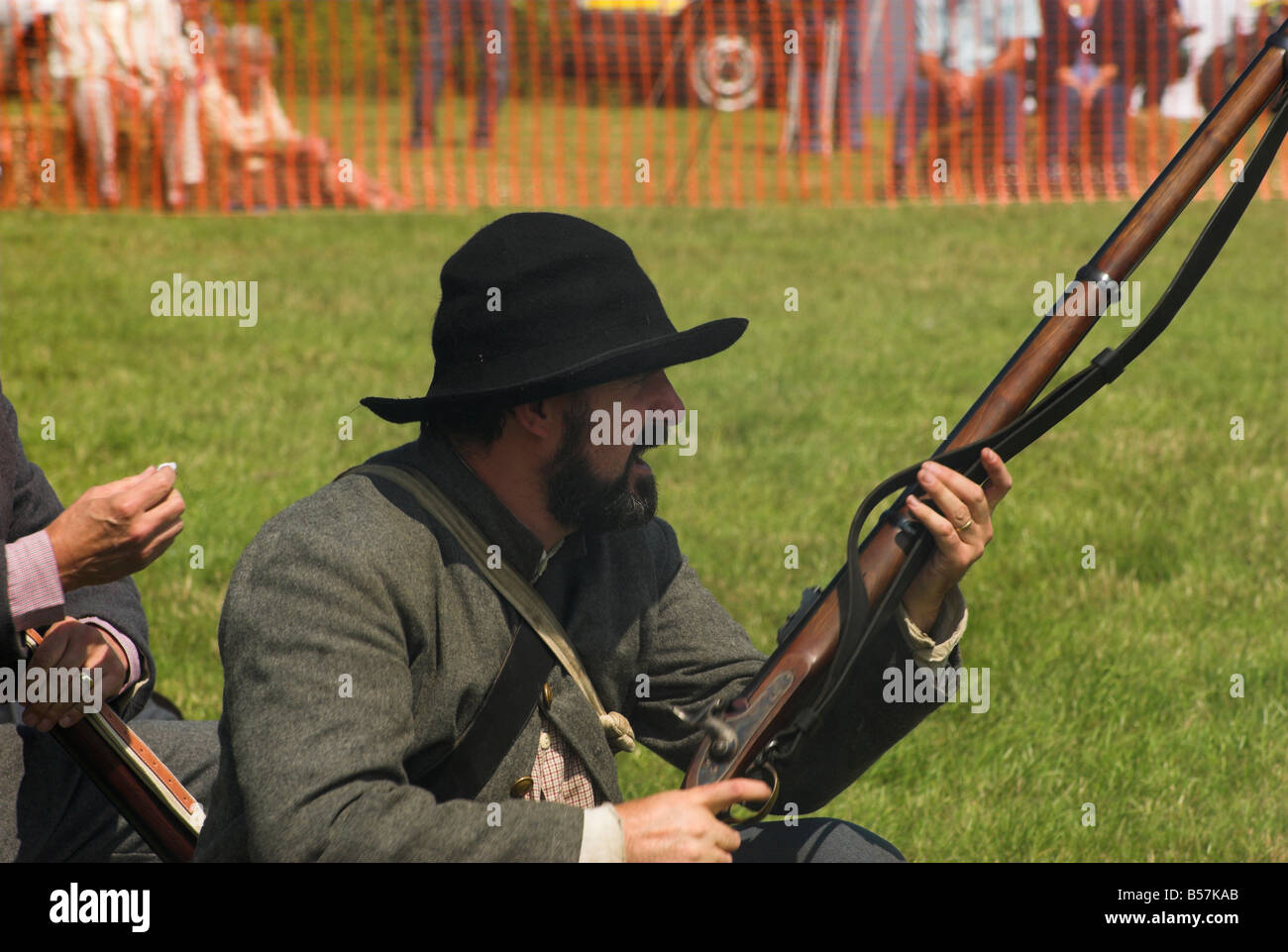 A soldier of the Confederacy at Borde Hill Country Fair in West Sussex ...