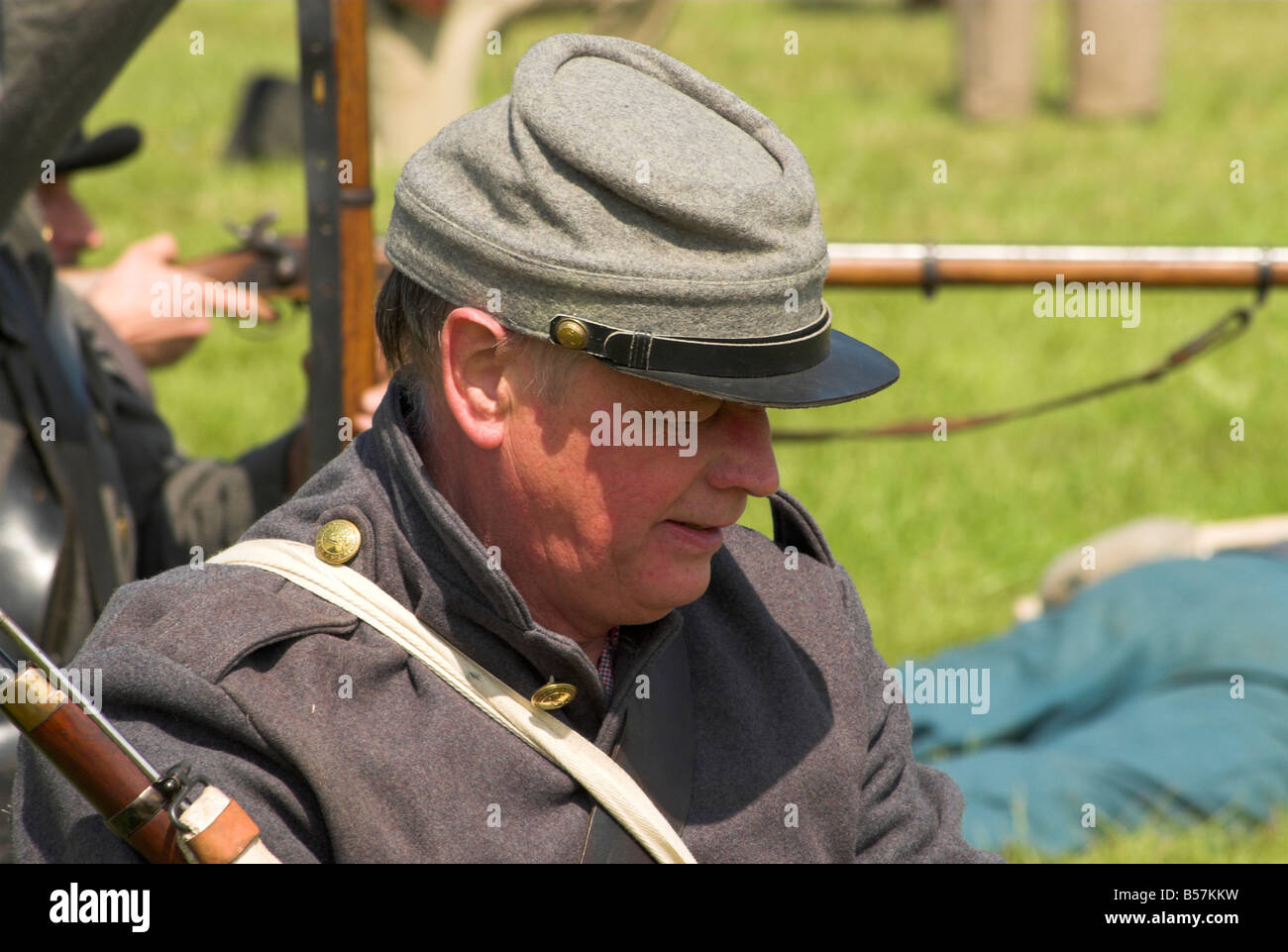 A soldier of the Confederacy at Borde Hill Country Fair in West Sussex ...