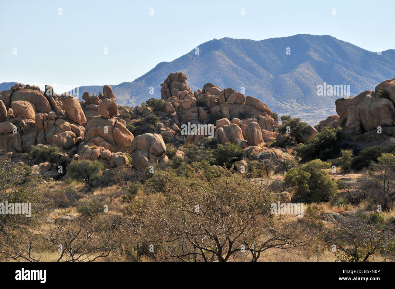 Texas Canyon with the huge rocks stacked upon each other Stock Photo ...