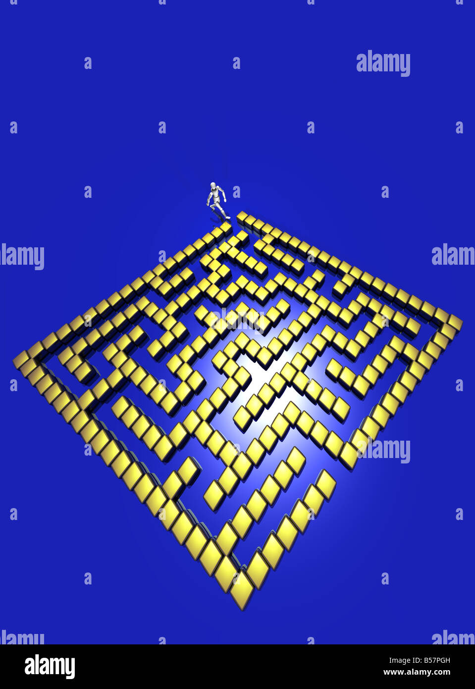 Golden 3D maze Stock Photo - Alamy