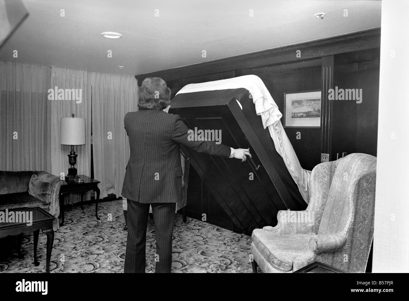 Interior view showing one of the bedrooms aboard the luxury passenger ...