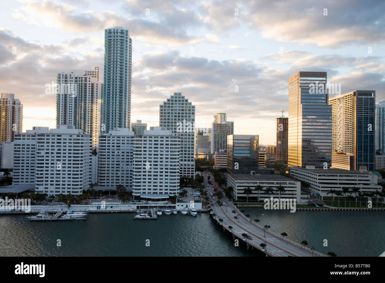 Downtown skyline at sunset, Miami, Florida, United States of America ...
