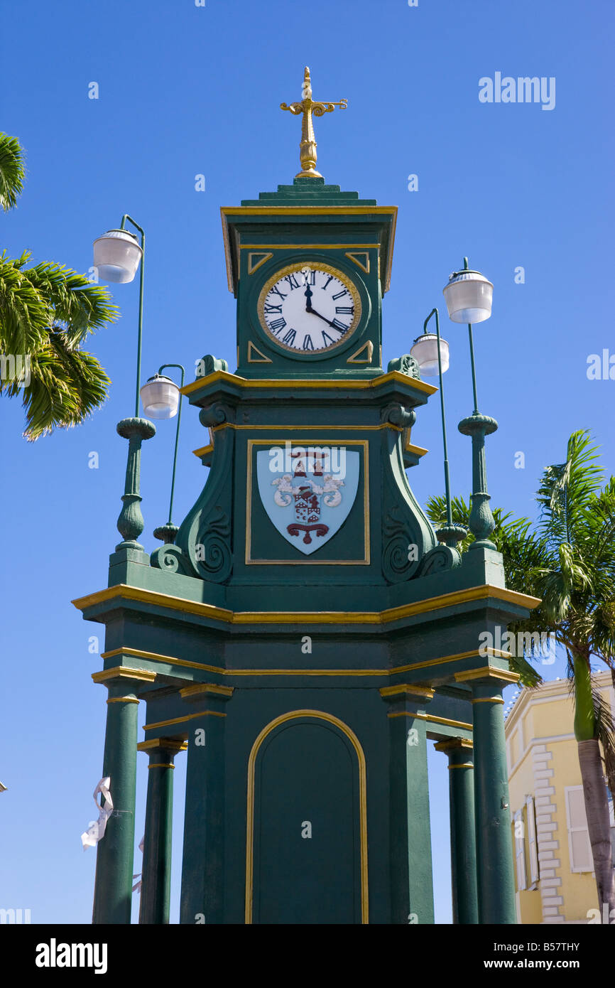 Clock Tower in the centre of capital, Piccadilly Circus, Basseterre, St ...
