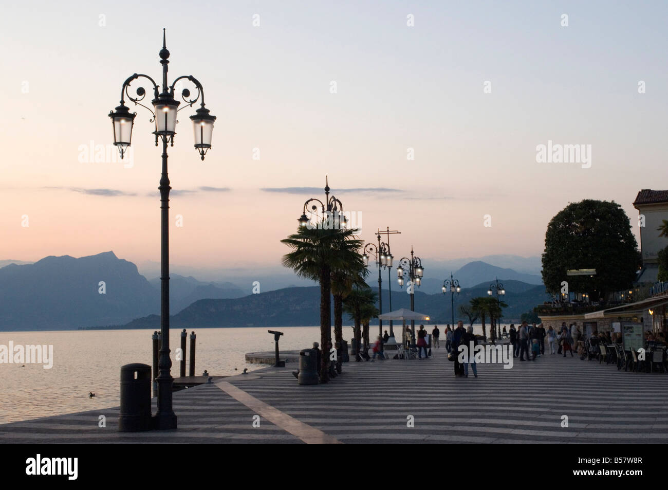 Lakeside evening at Lazise, Lake Garda, Veneto, Italy, Europe Stock ...