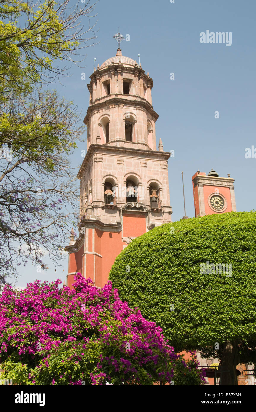 Tower of the convent church of San Francisco, Santiago de Queretaro ...