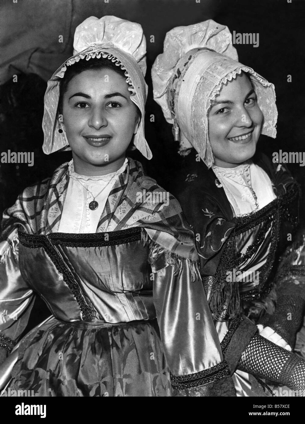 Two French dancing sisters in their traditional French costume. They ...