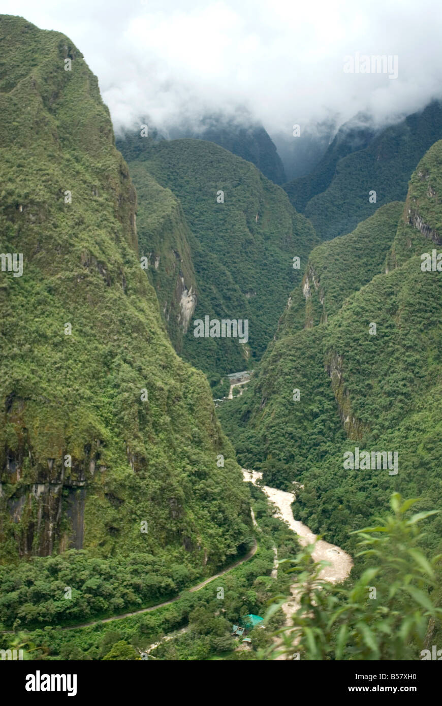The Urubamba River flows below Machu Picchu, Peru, South America Stock ...