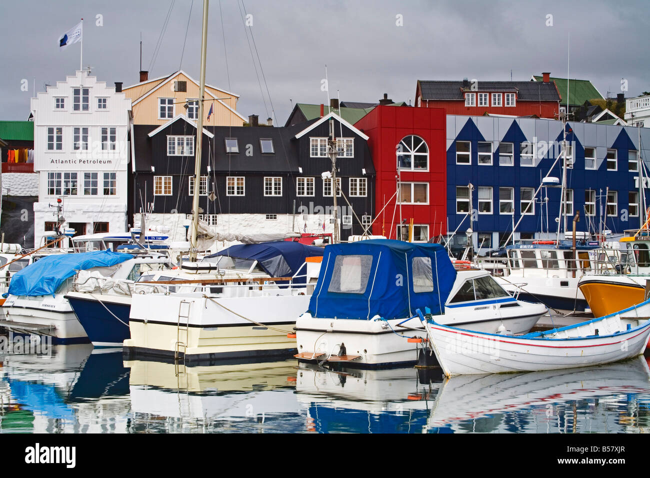 Small boat harbor, Port of Torshavn, Faroe Islands, Kingdom of Denmark ...
