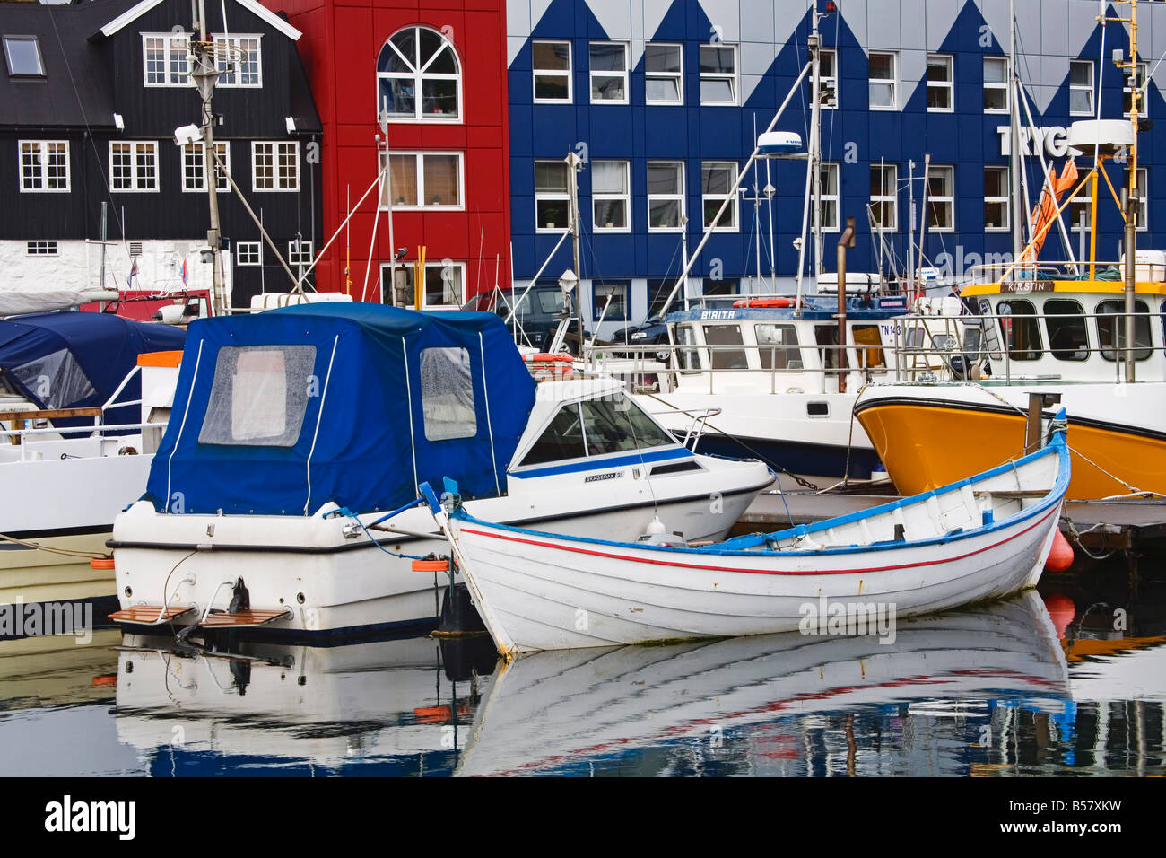 Small boat harbor, Port of Torshavn, Faroe Islands, Kingdom of Denmark ...
