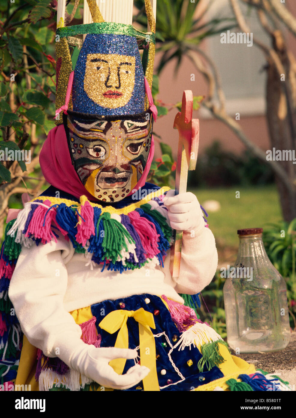 Person wearing mask, Gombey, Bermuda, Caribbean Stock Photo - Alamy