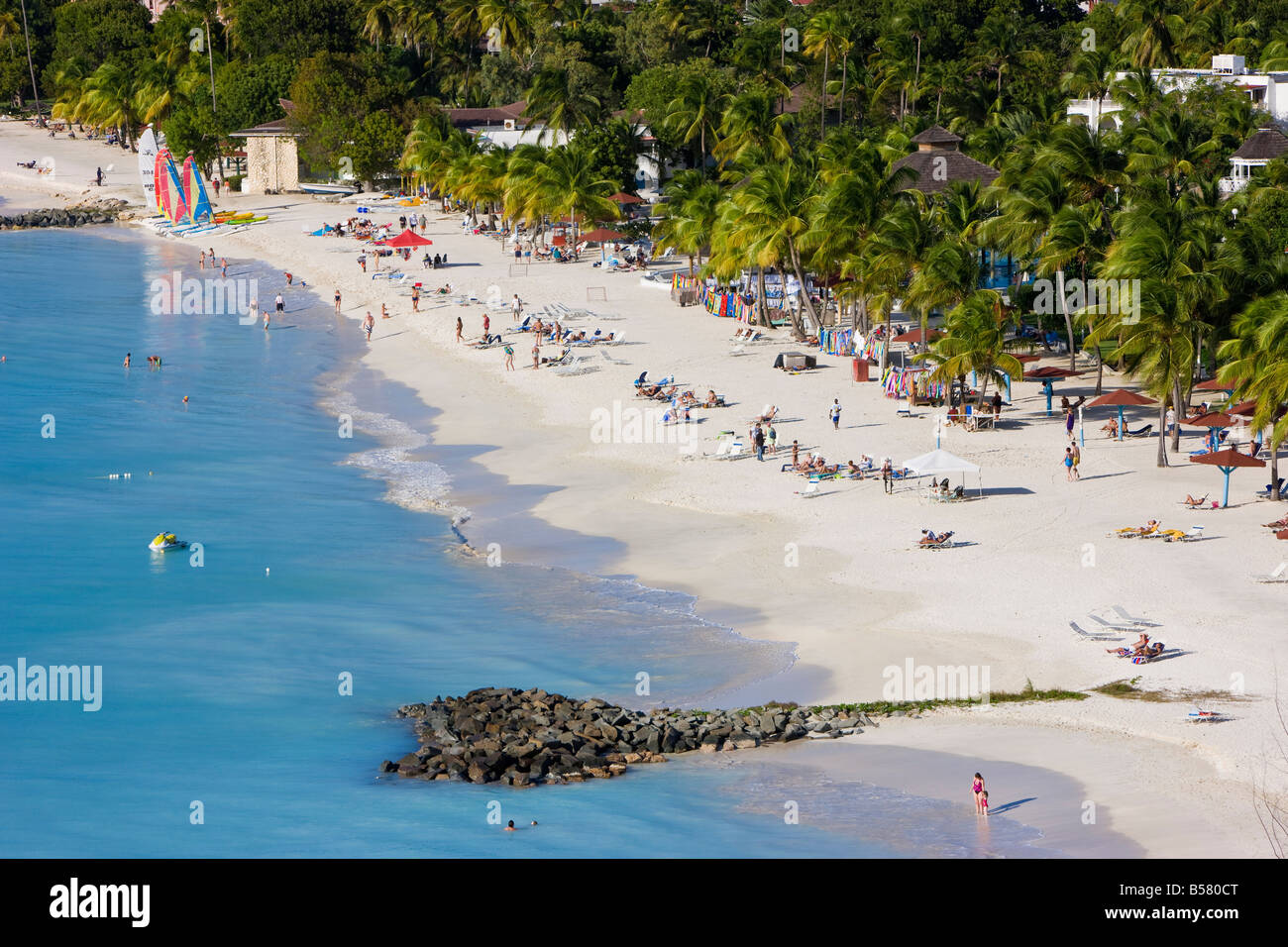 Elevated view over Jolly Harbour and Jolly Beach, Antigua, Leeward ...