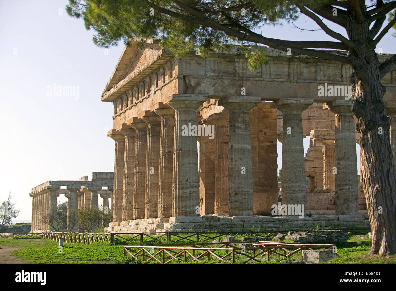 Temple of Poseidon (Neptune),Temple of Hera (Basilica) beyond, Paestum ...