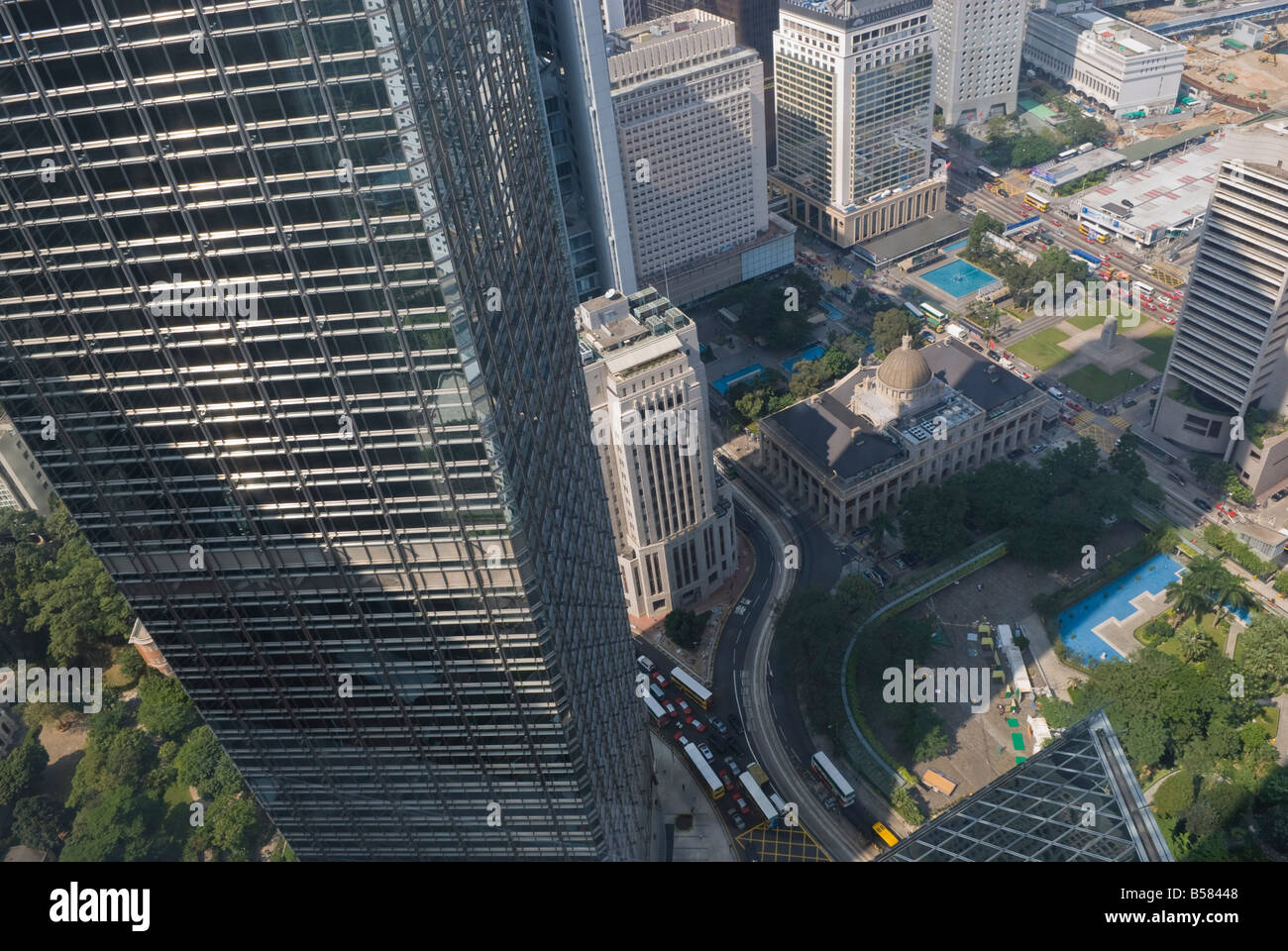 Looking down on the Cheung Kong Centre and Statue Square, Central, Hong ...