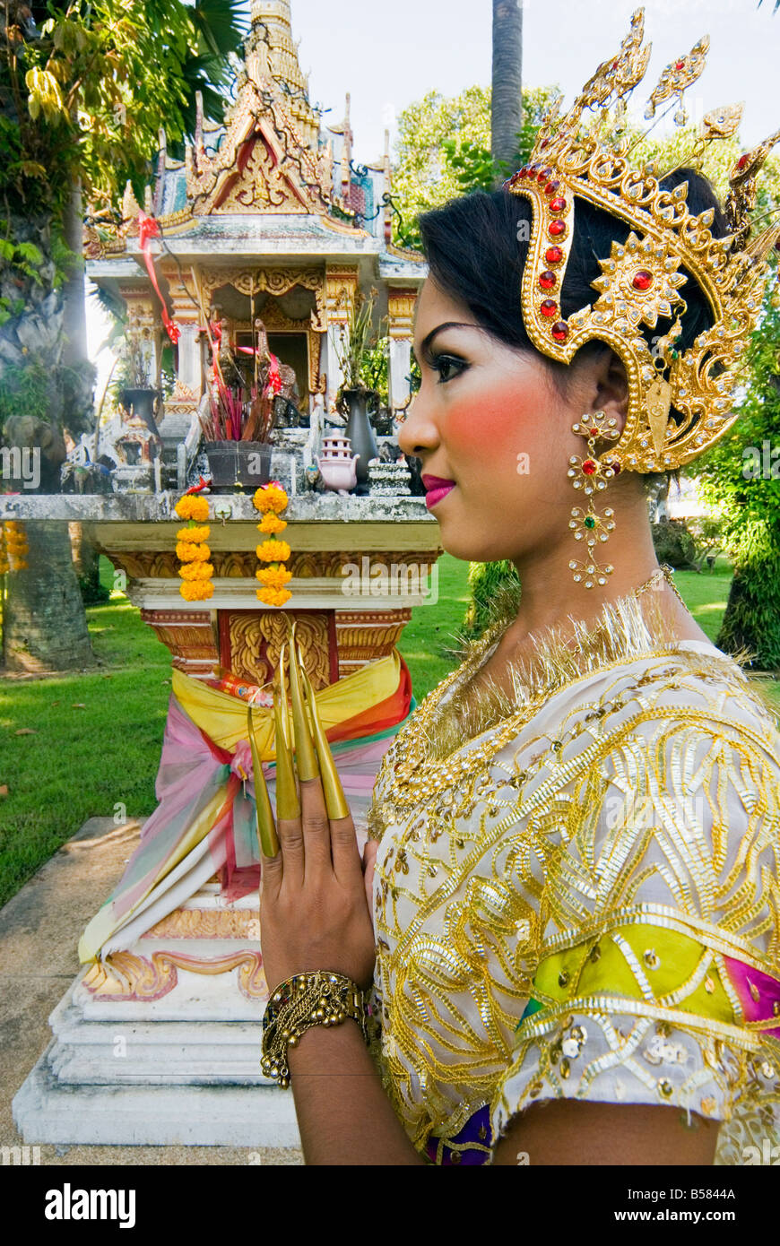 Girl in traditional Thai clothes, Phuket, Thailand, Southeast Asia ...