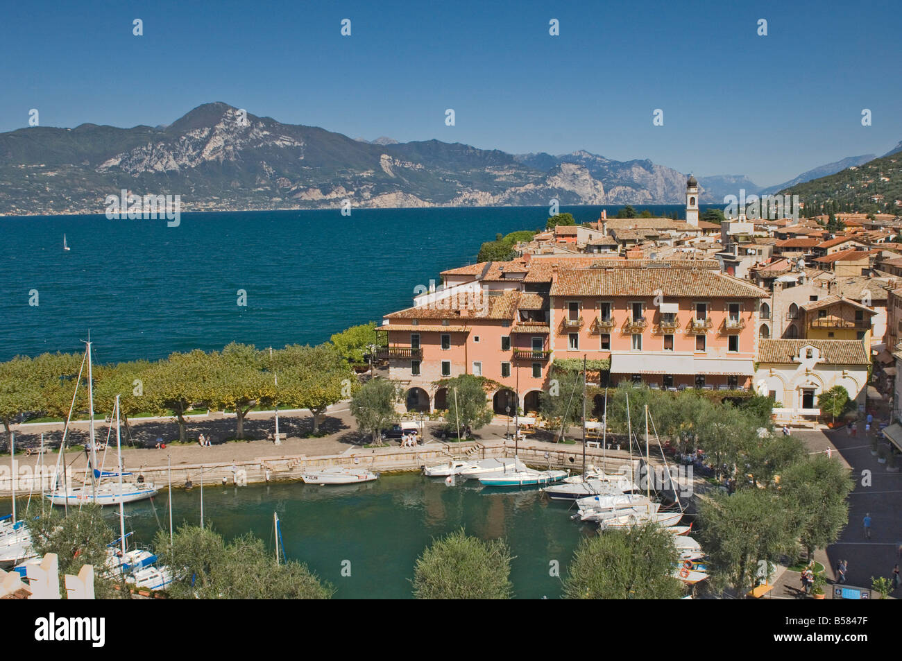 View from the castle ramparts of the harbour and town of Torre del ...
