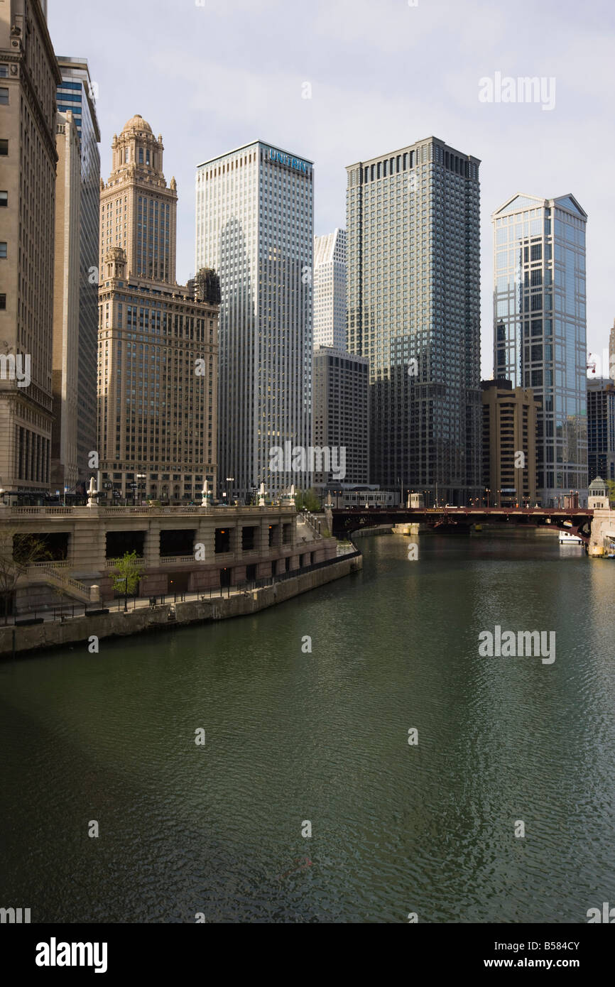 Chicago River and Wacker Drive, Chicago, Illinois, United States of ...