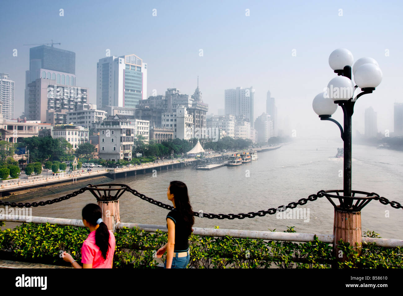 River and cityscape, Guangzhou (Canton), Guangdong, China, Asia Stock ...