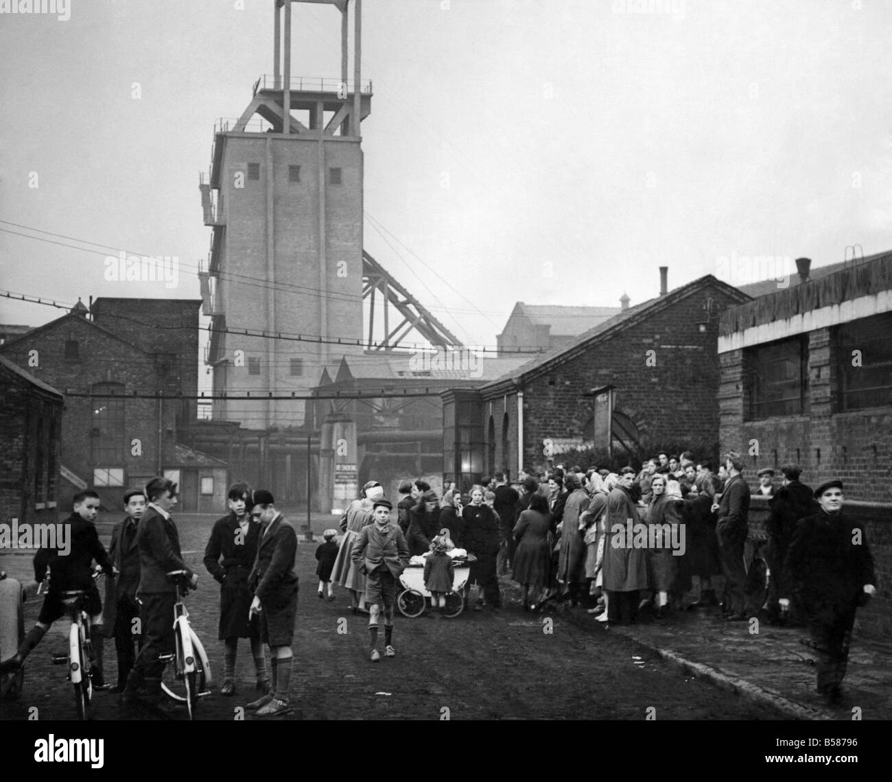 Moston pit stay-in strike. A general view of the scene at the colliery ...