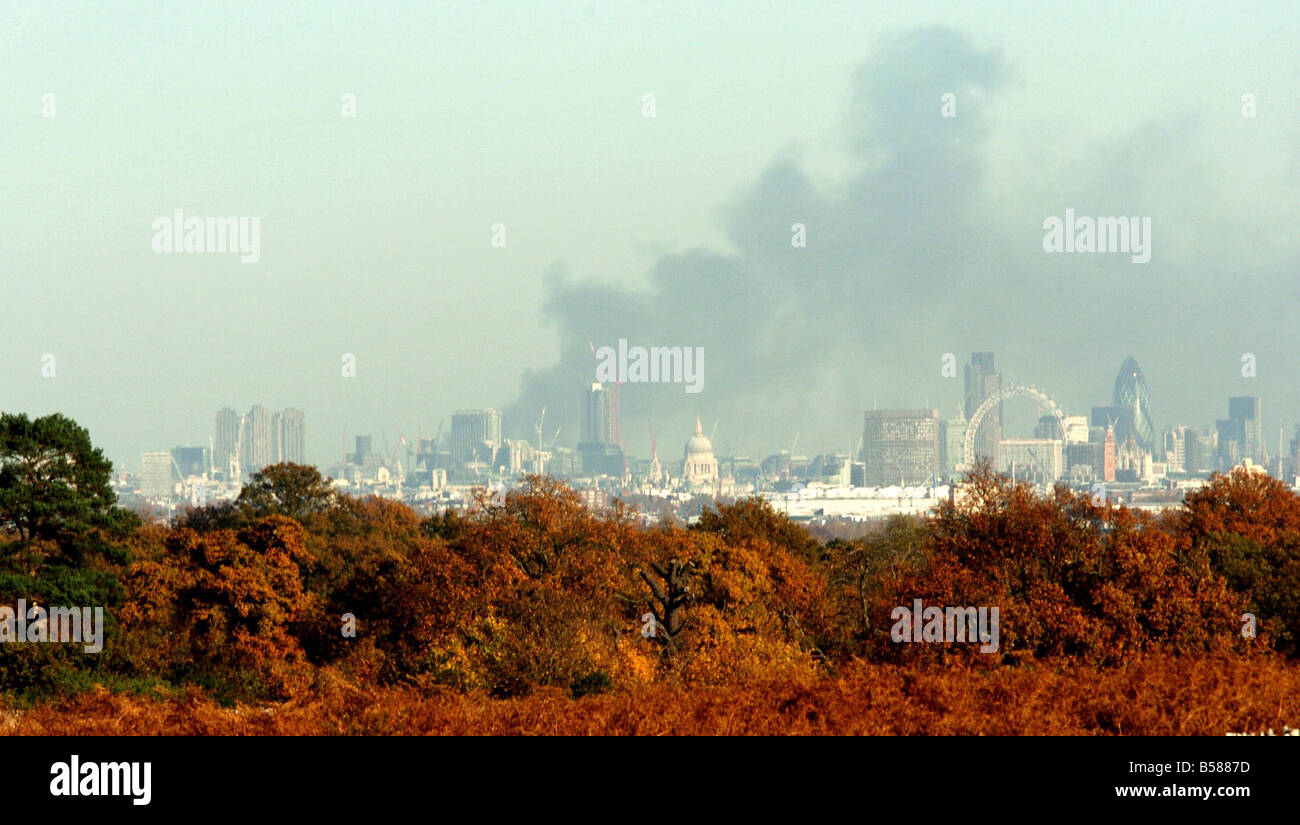 Smoke from a derelict warehouse fire at Hackney Wick East London Part ...