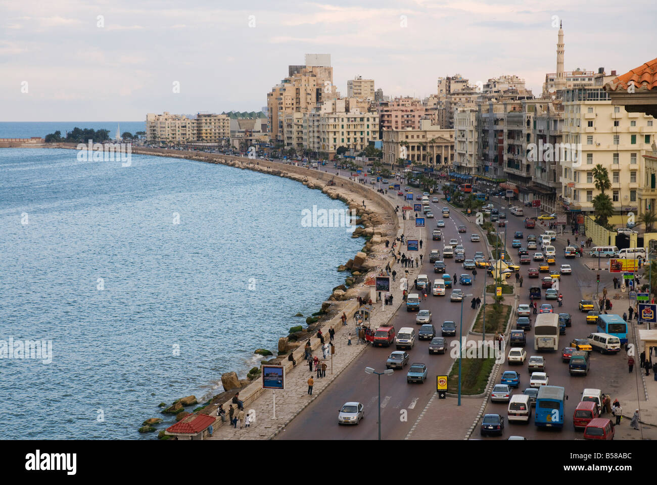 Waterfront and Sharia 26th July, Alexandria, Egypt, North Africa ...