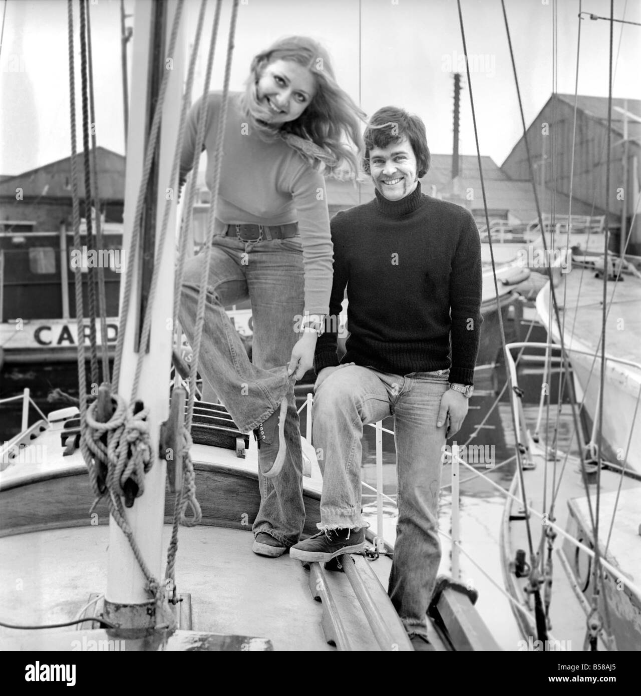Young couples round the world voyage. Jane Owen aged 23 of Cardiff and ...