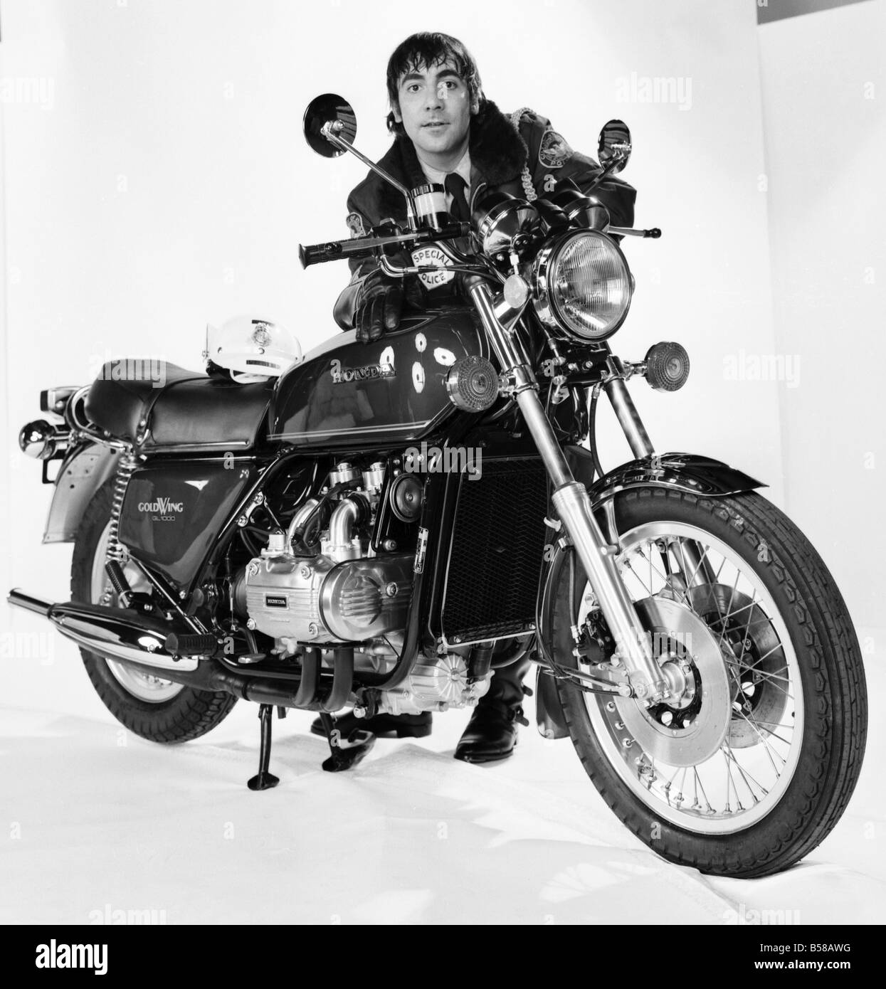 Keith Moon of the who pop group on a Honda Motorbike January 1976 76 ...