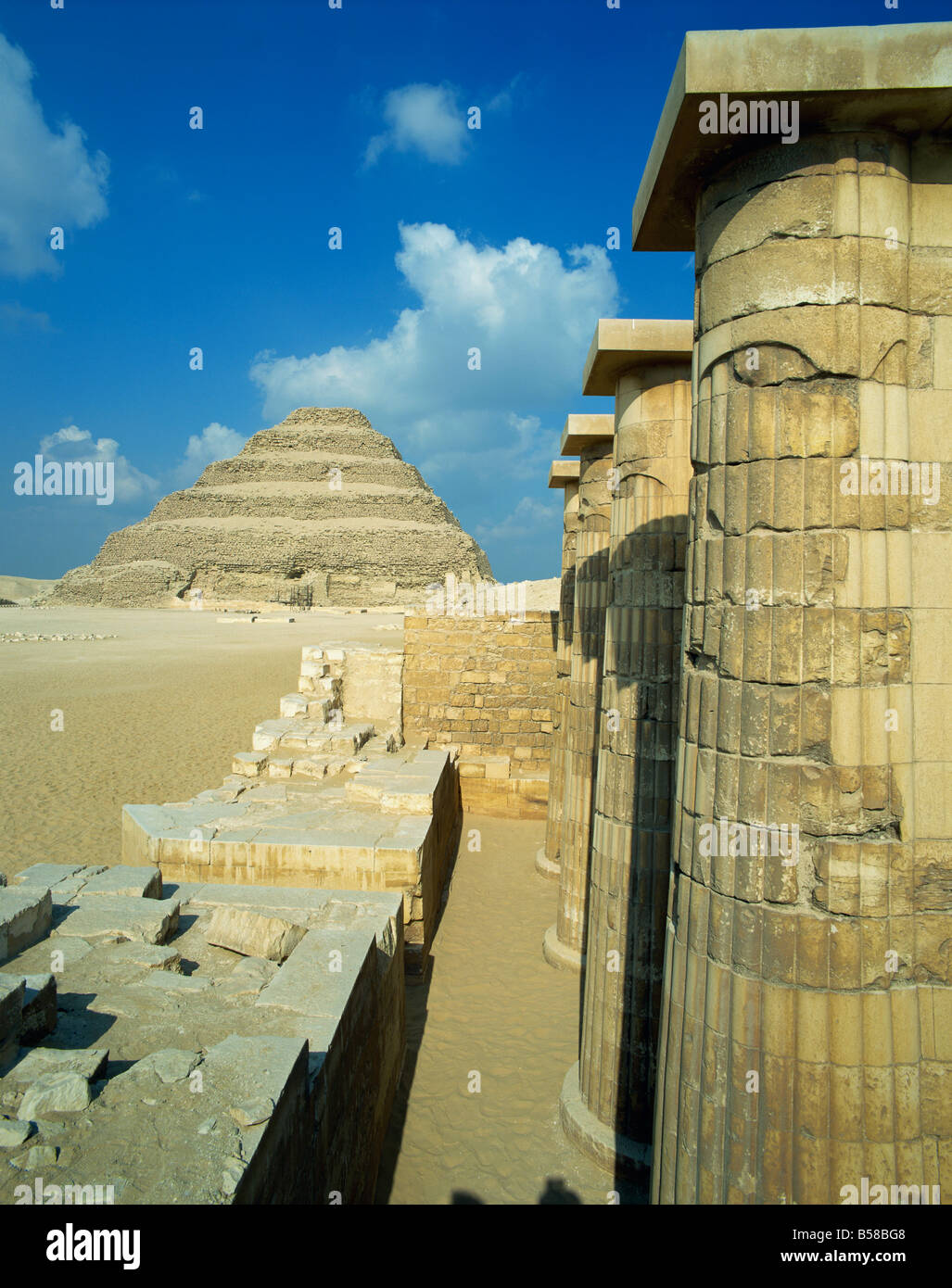 The Step Pyramid of the pharaoh Zoser at Saqqara Sakkara Egypt Africa N ...