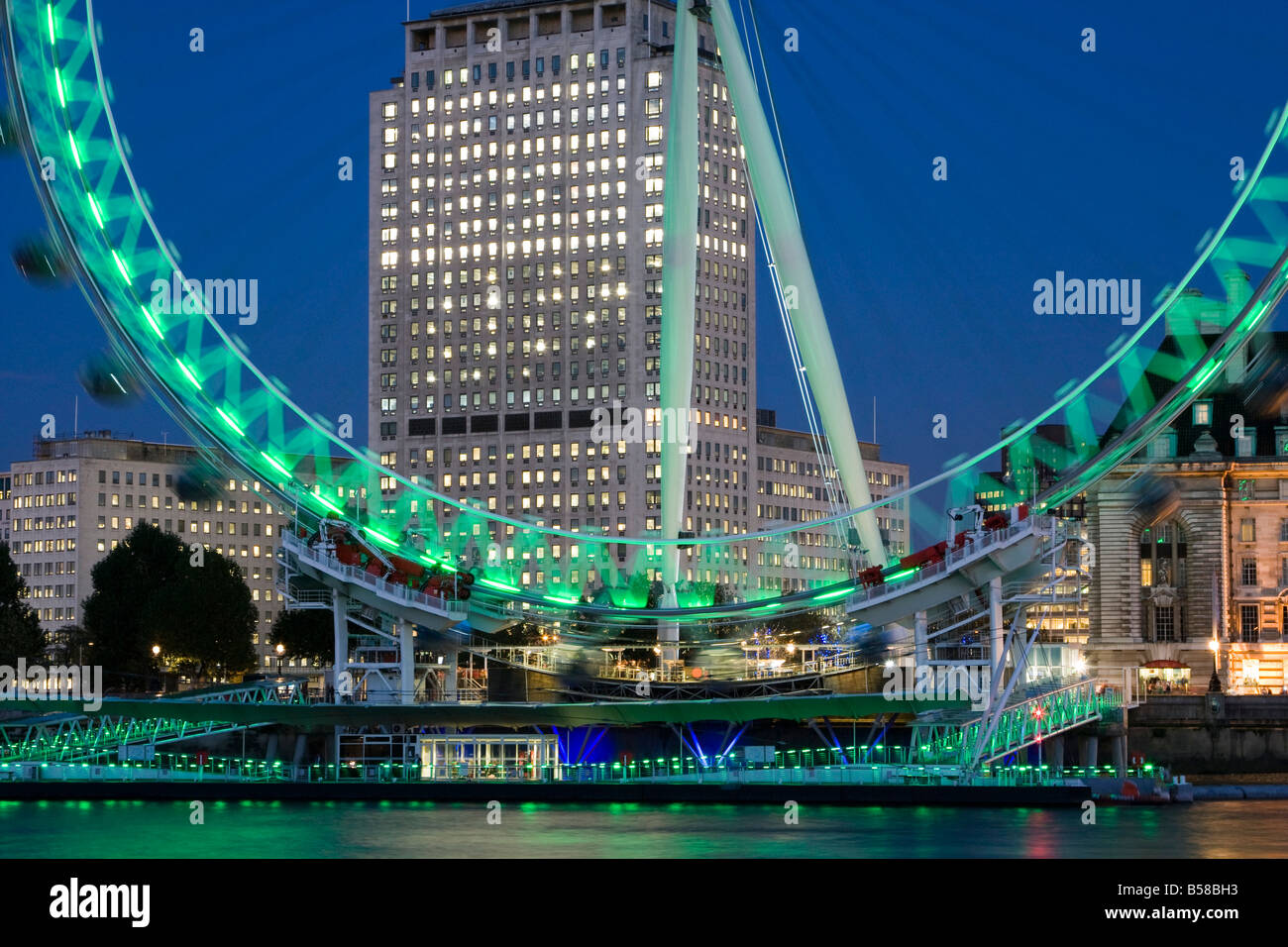 british airways eye night photography river thames london england uk gb ...