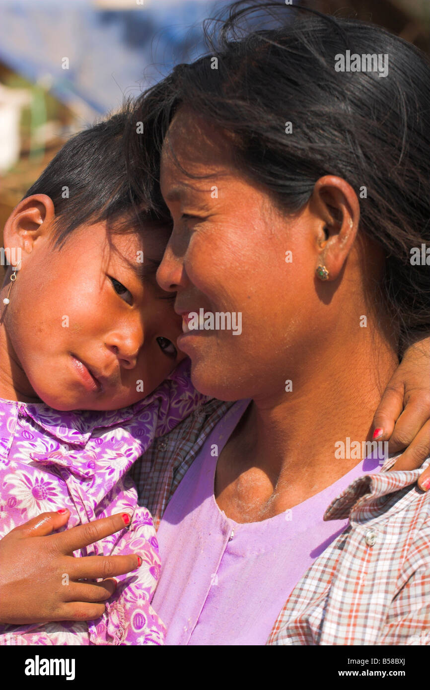 Mother and daughter Ananda festival Ananda Pahto Temple Old Bagan Bagan ...
