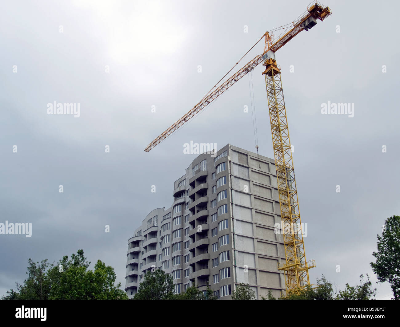 Construction site. New residential apartment block development in the ...