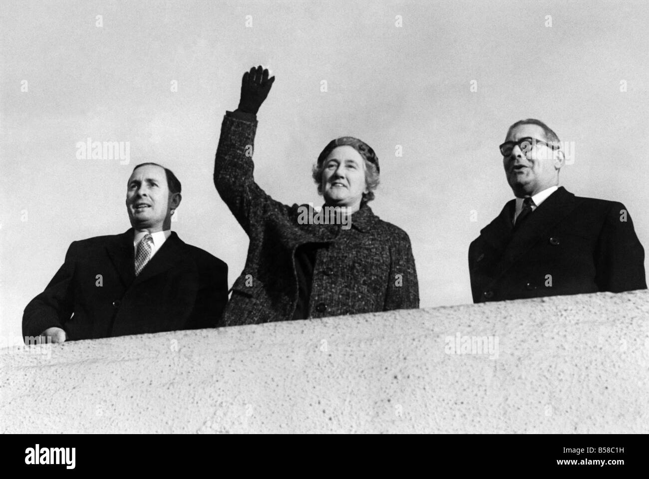 Lady Dorothy Macmillan, wife of the Prime Minister, waves as the comet ...