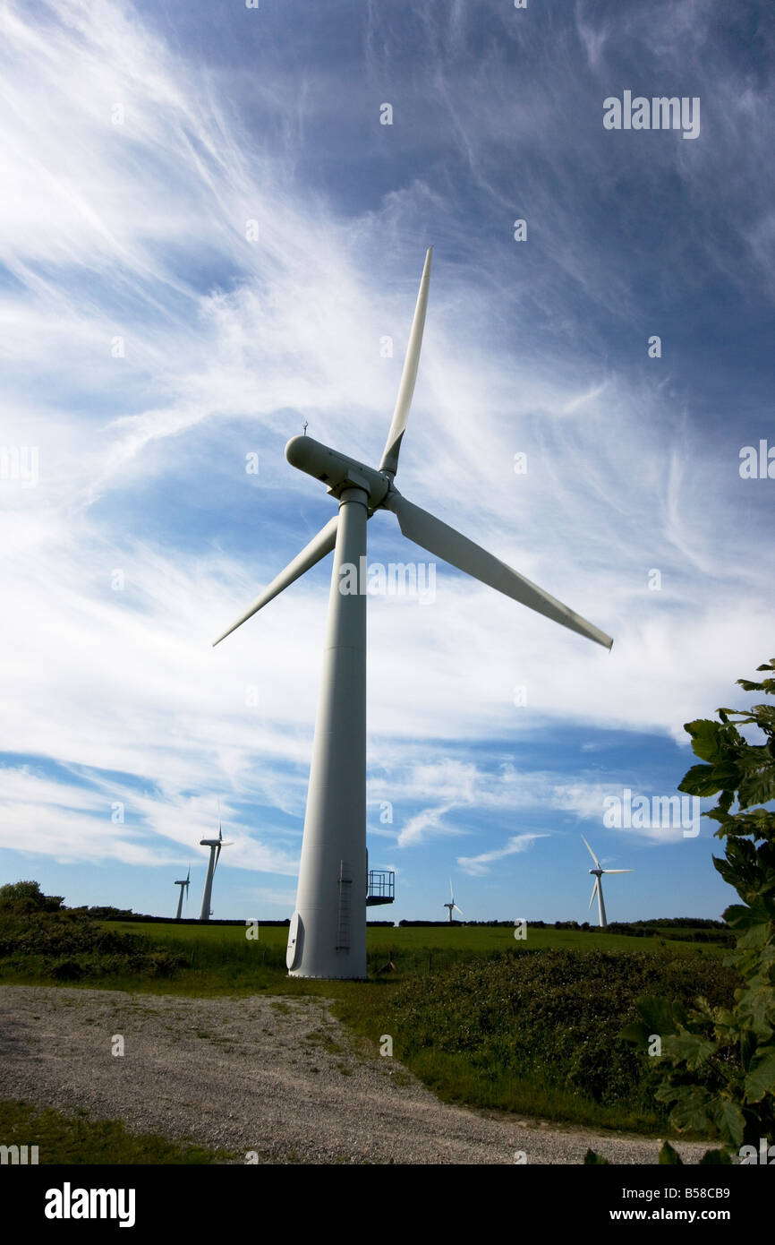 Wind power turbine and dramatic sky, Trysglwyn Wind Farm, Anglesey ...