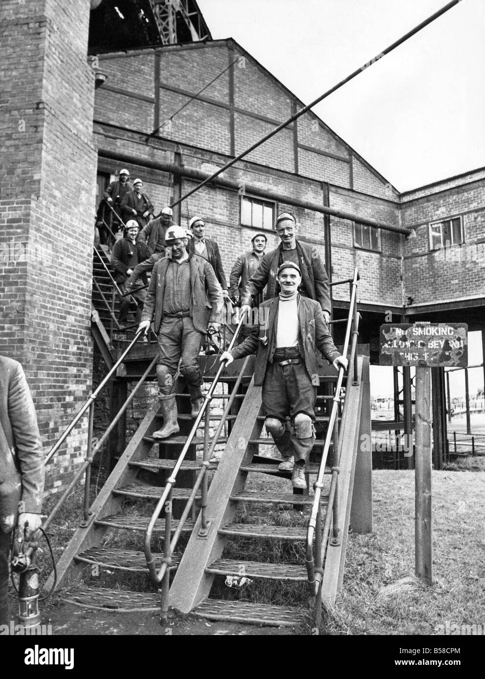 Miners leave danger behind after finishing a shift at Elemore Colliery ...