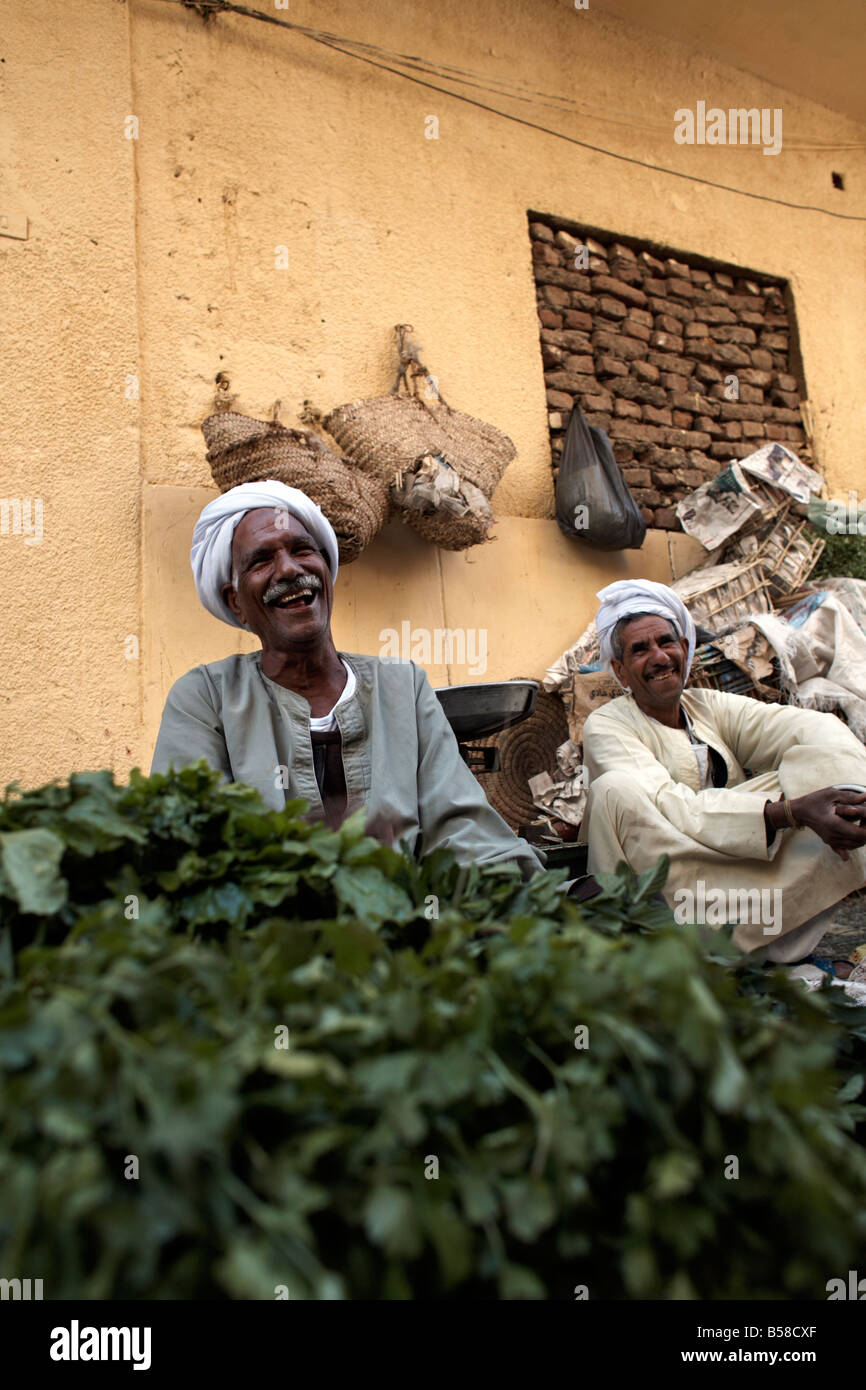 Traders laughing in Luxor Souq, Egypt, North Africa, Africa Stock Photo ...