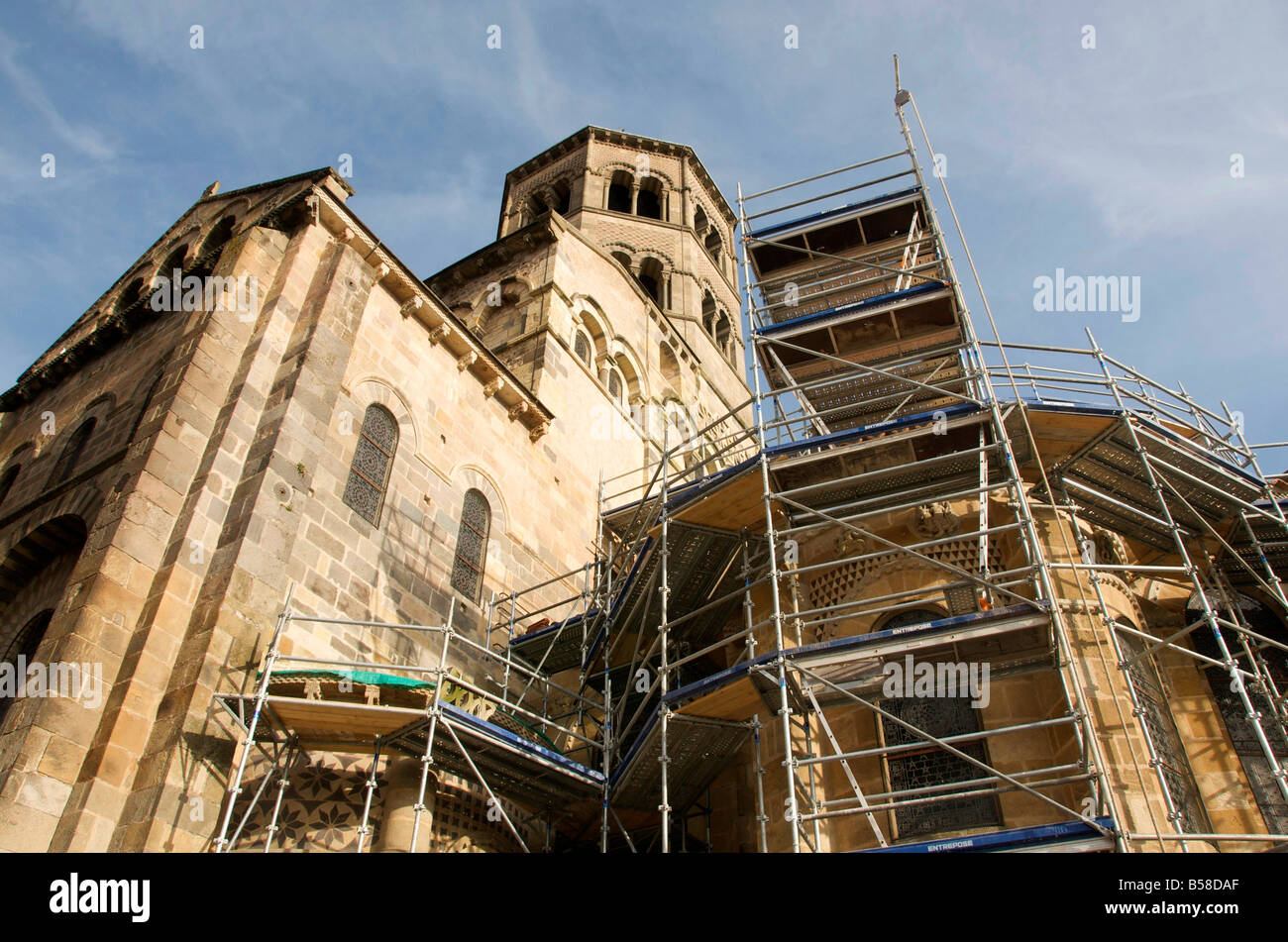 Issoire. Restoration of a Abbatial Saint Austremoine, Romanesque church ...
