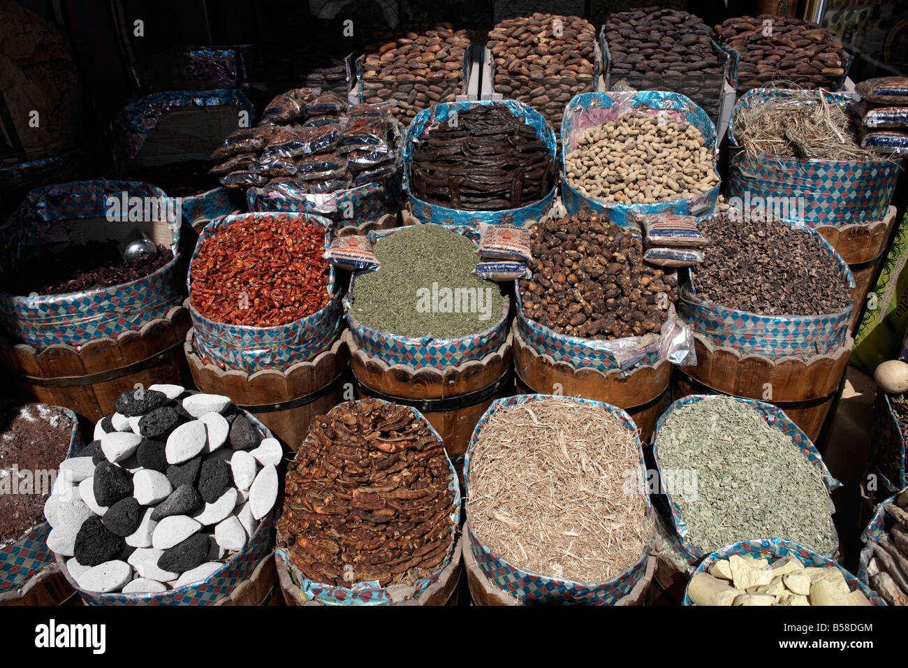 Various spices on sale at Aswan Souq, Aswan, Egypt, North Africa ...