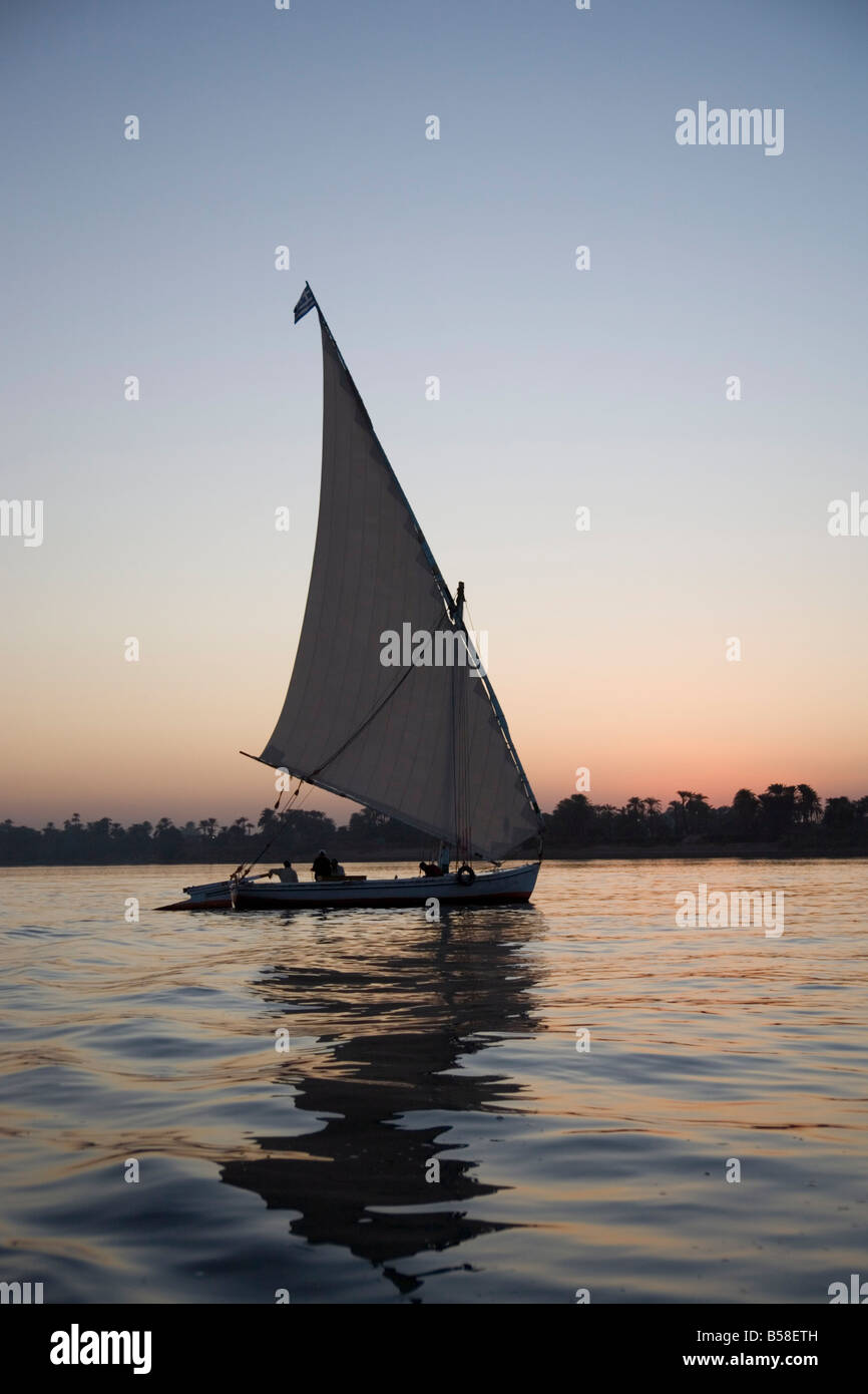 Felucca, sunset, River Nile, Luxor, Egypt, North Africa, Africa Stock ...