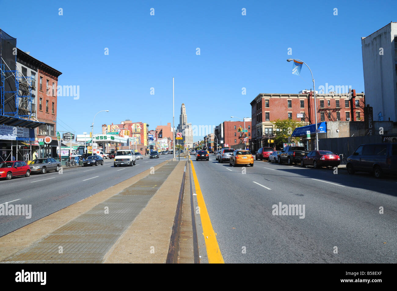 perspective view of 4th avenue towards downtown brooklyn and clock ...