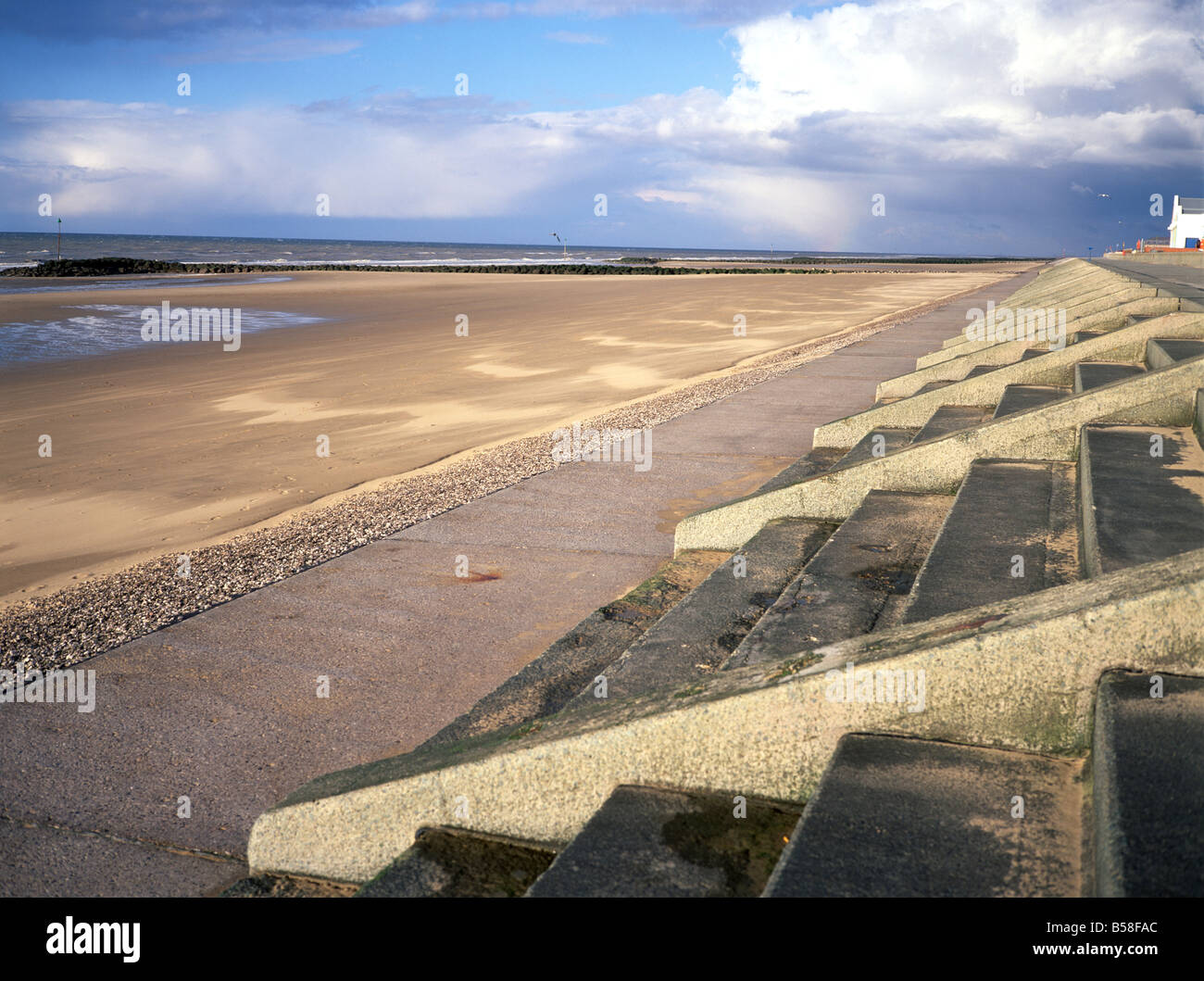 Beach and coastal sea defences at Prestatyn Flintshire North Wales ...
