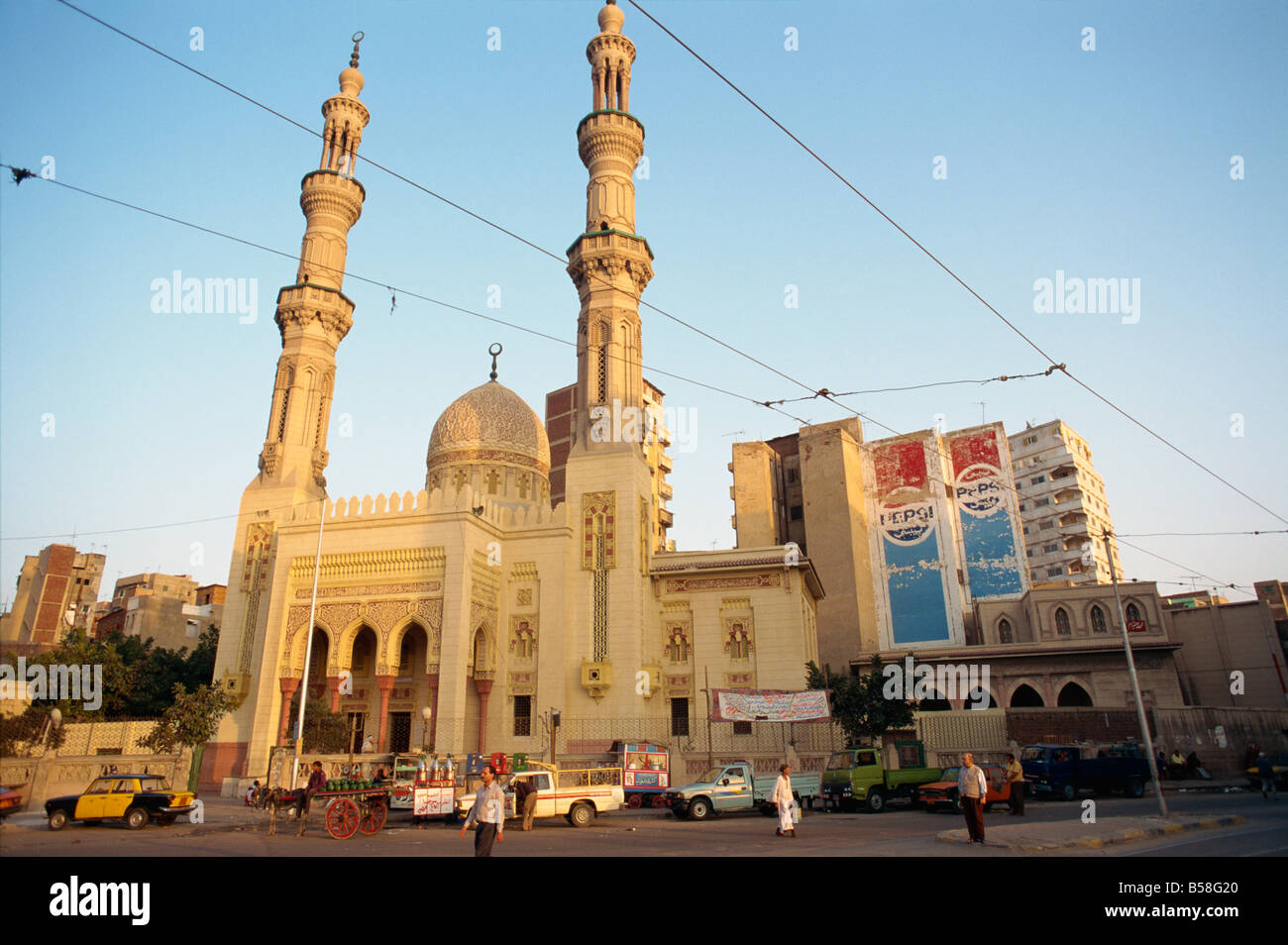 Mosque by the port entrance Alexandria Egypt North Africa Africa Stock ...