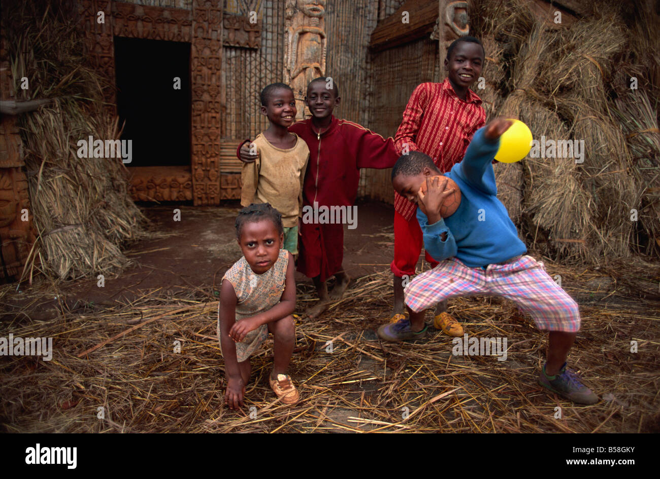 Group of children Cameroon Africa J Bayne Stock Photo - Alamy