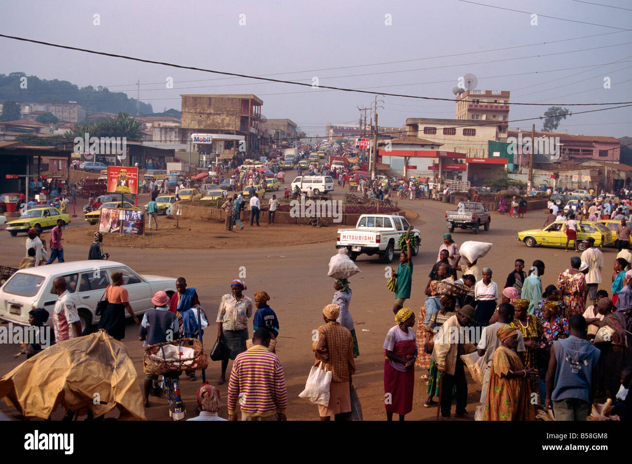 Busy street scene Bafoussam west Cameroon Africa Stock Photo - Alamy