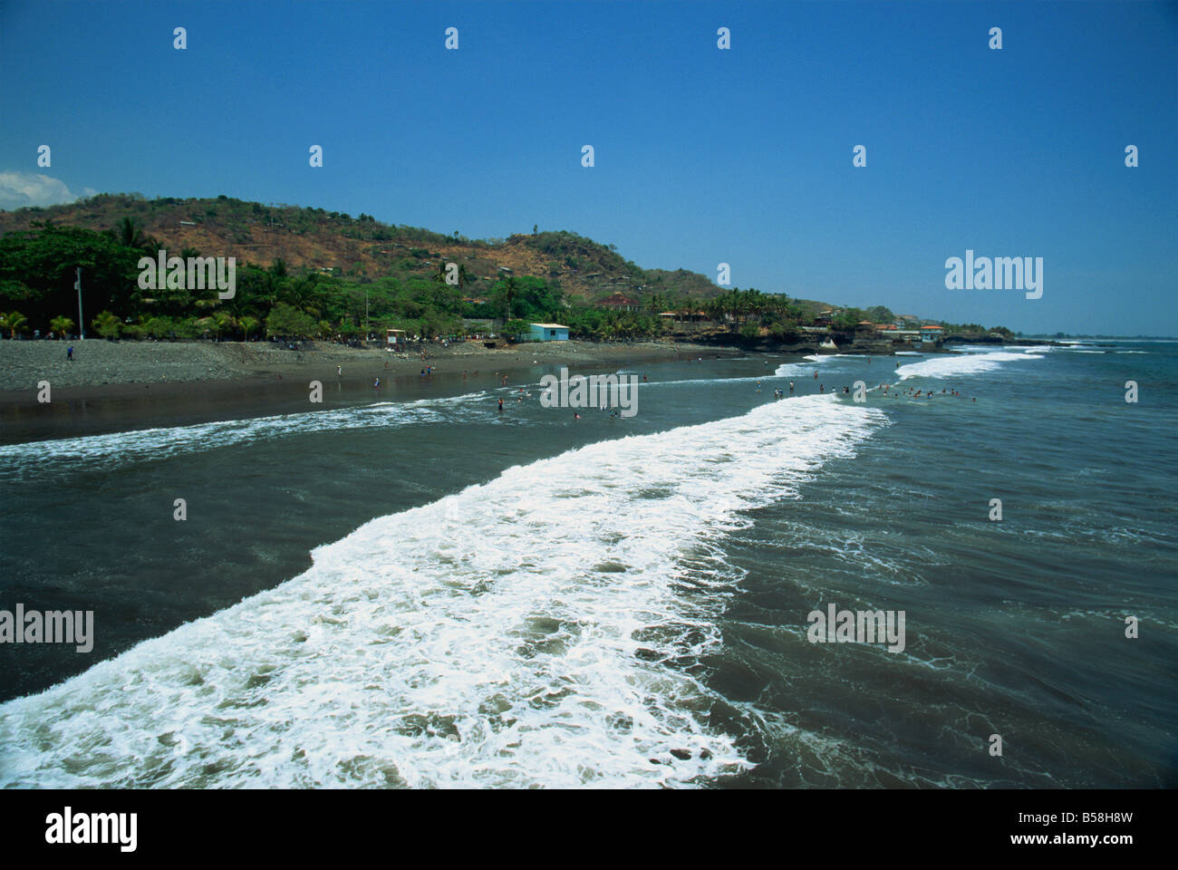 The sea front at La Libertad on Pacific coast, El Salvador, Central ...