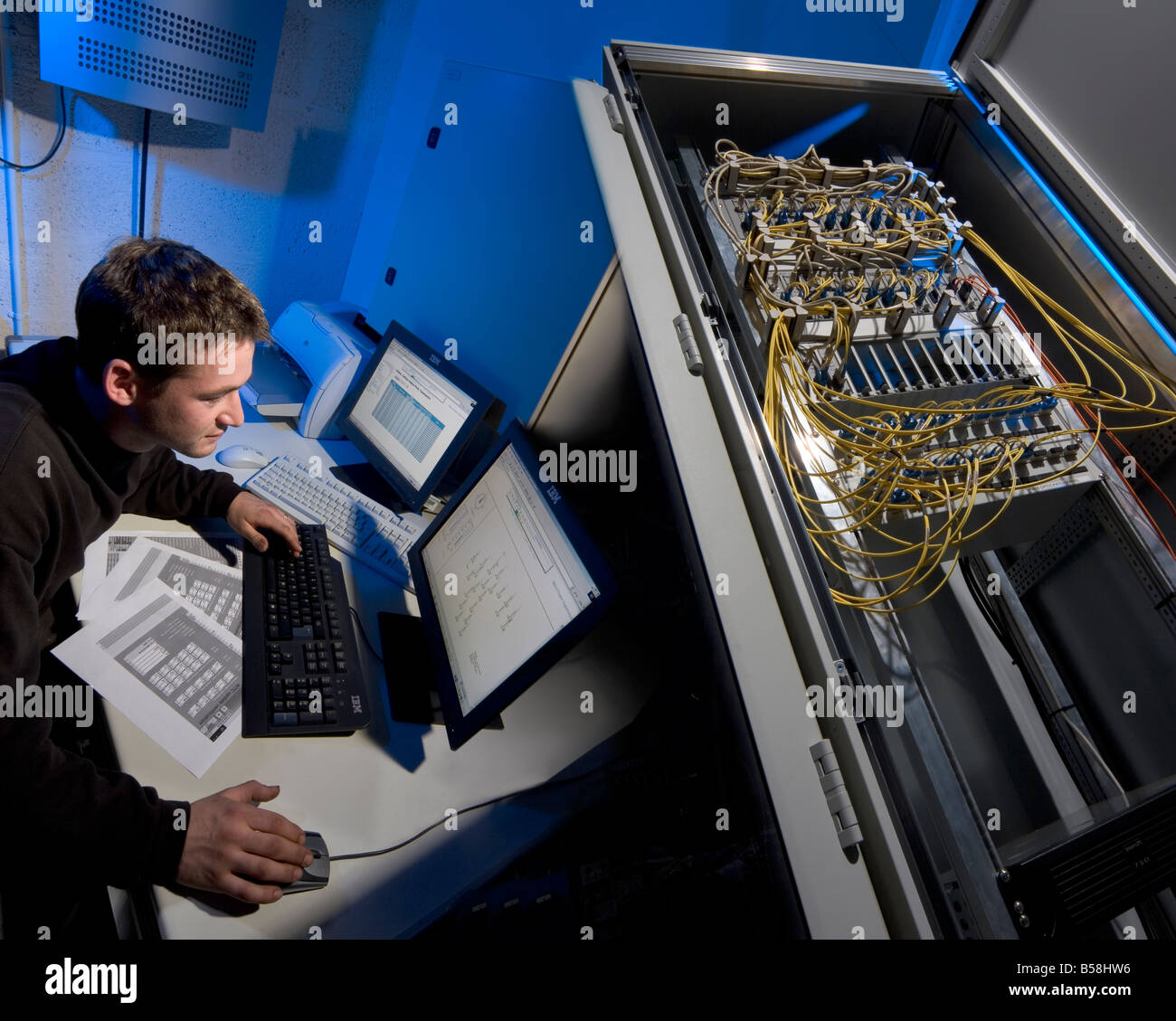 Composite of computerized wind farm control room interior and ...