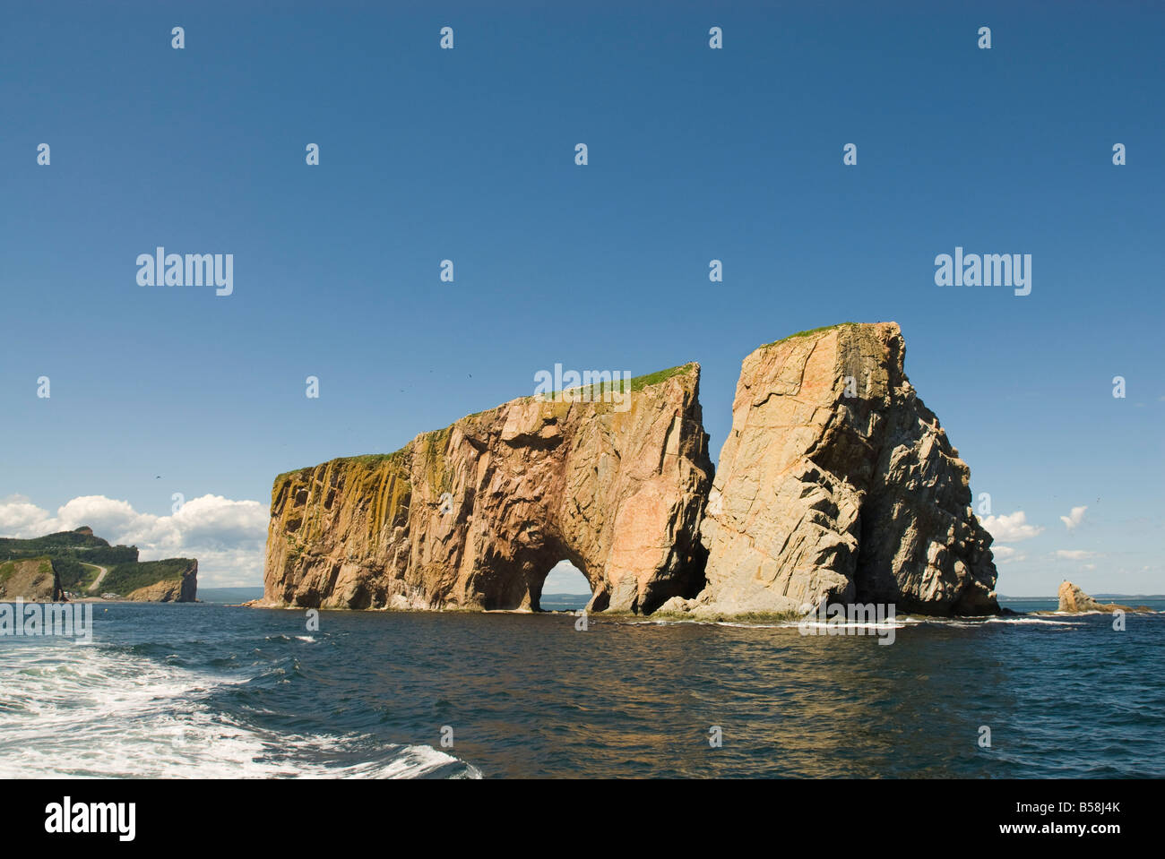 Perce Rock, Gaspe peninsula, province of Quebec, Canada, North America ...
