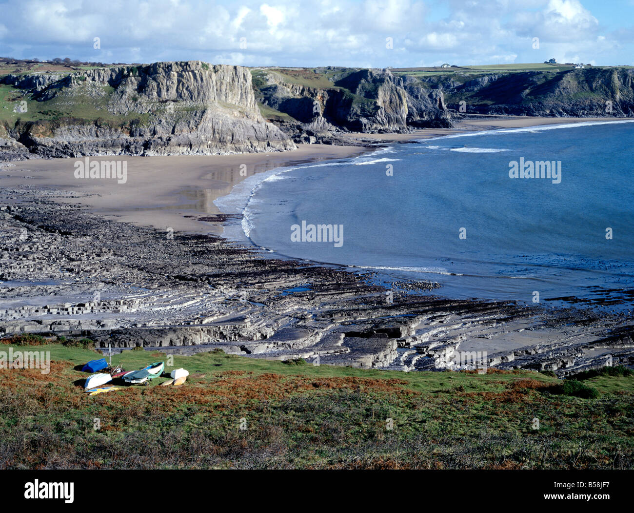 Mewslade Bay Gower West Glamorgan South Wales Stock Photo - Alamy